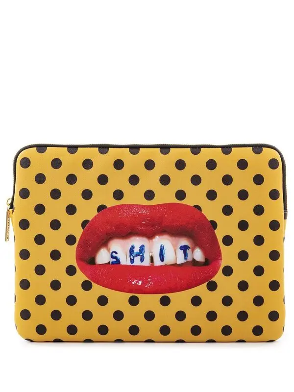 SELETTI Polka-dot Print Laptop Case - Yellow