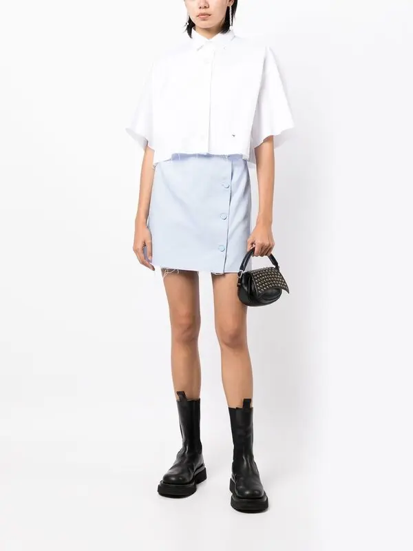 Raf Simons Frayed-hem Denim Miniskirt - Blue