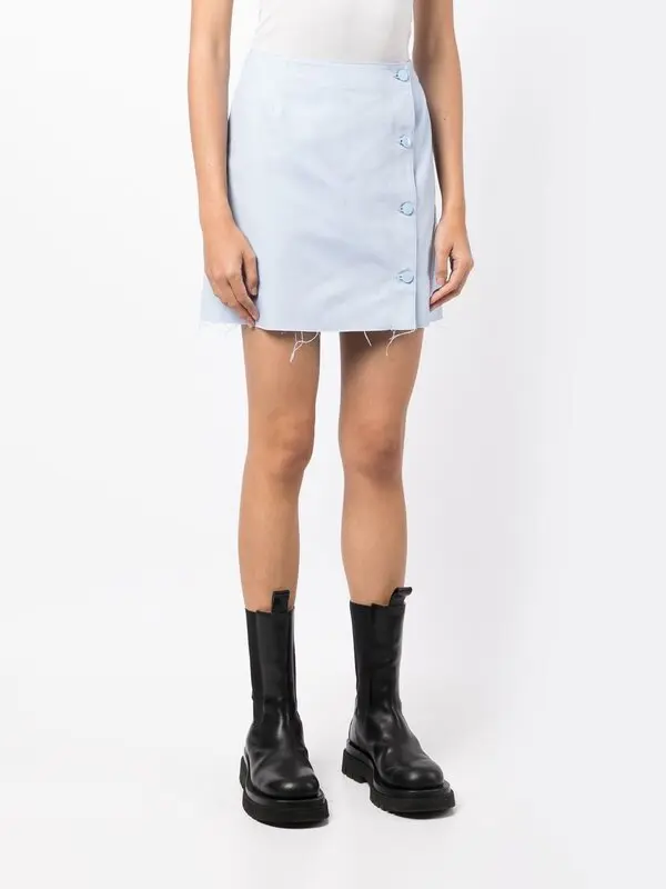 Raf Simons Frayed-hem Denim Miniskirt - Blue