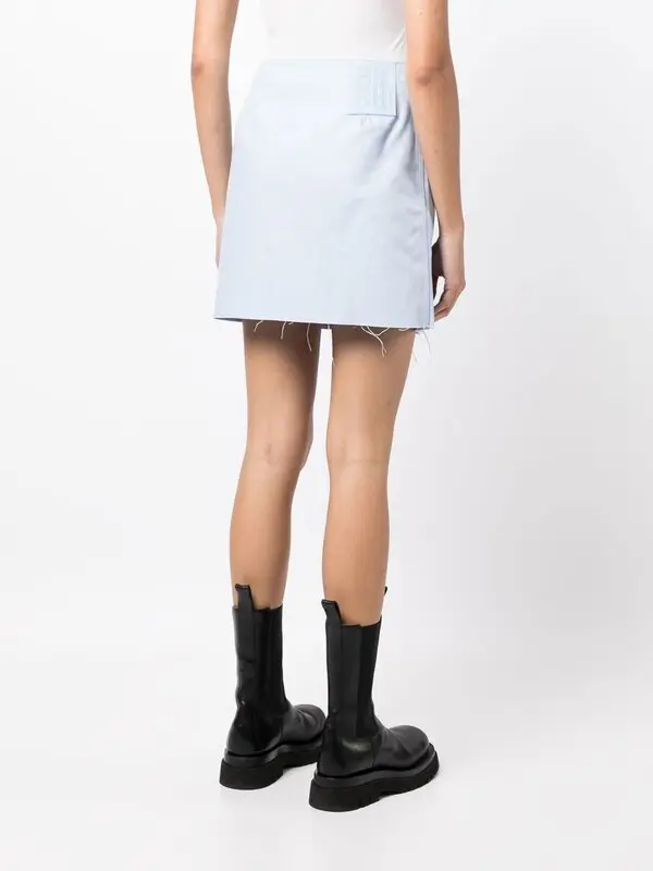Raf Simons Frayed-hem Denim Miniskirt - Blue
