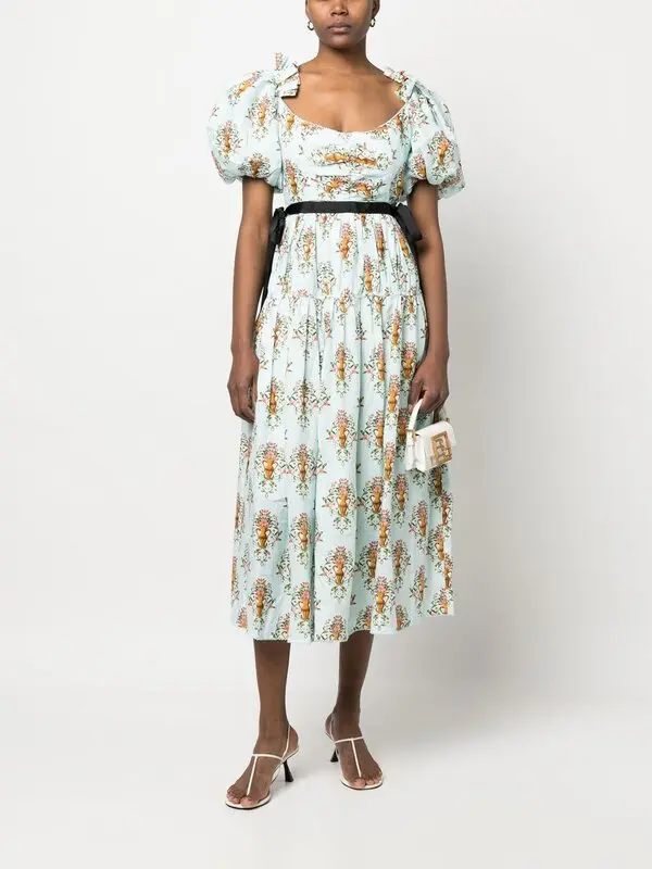 Agua Bendita Floral-print Midi Dress