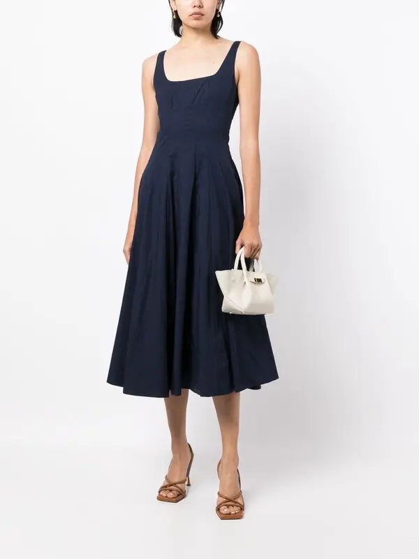 Staud Wells Square Neck Midi Dress