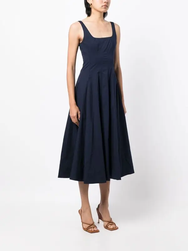 Staud Wells Square Neck Midi Dress