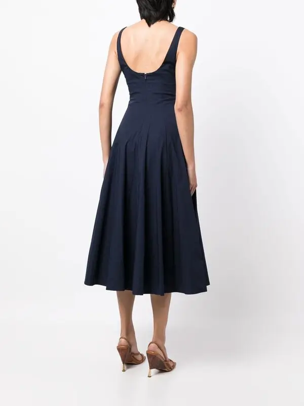 Staud Wells Square Neck Midi Dress