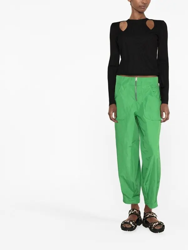 GANNI Ribbed Jersey Wrap Blouse