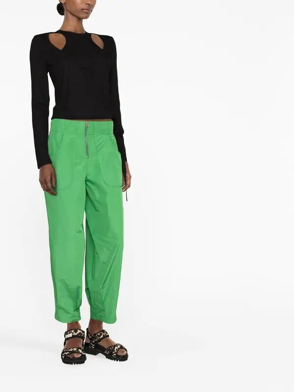 GANNI Ribbed Jersey Wrap Blouse