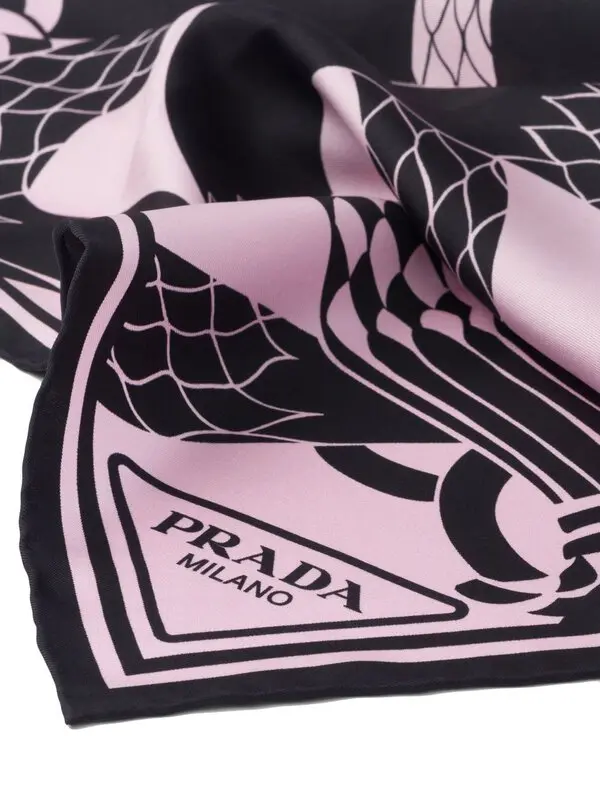 Prada Snake-print Twill Scarf
