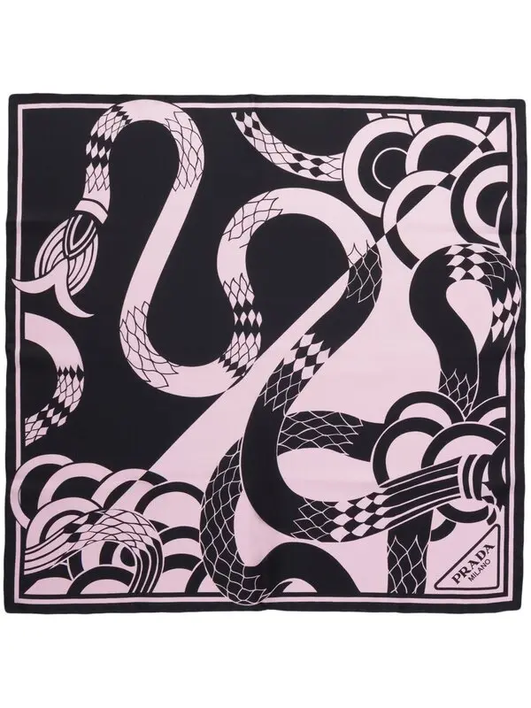 Prada Snake-print Twill Scarf