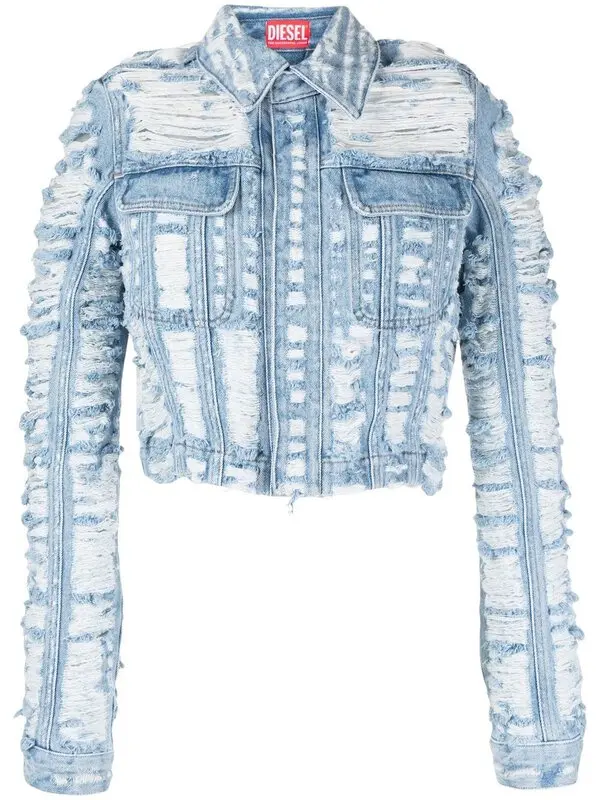 Diesel De-slimmy-fsc Denim Cropped Jacket - Blue