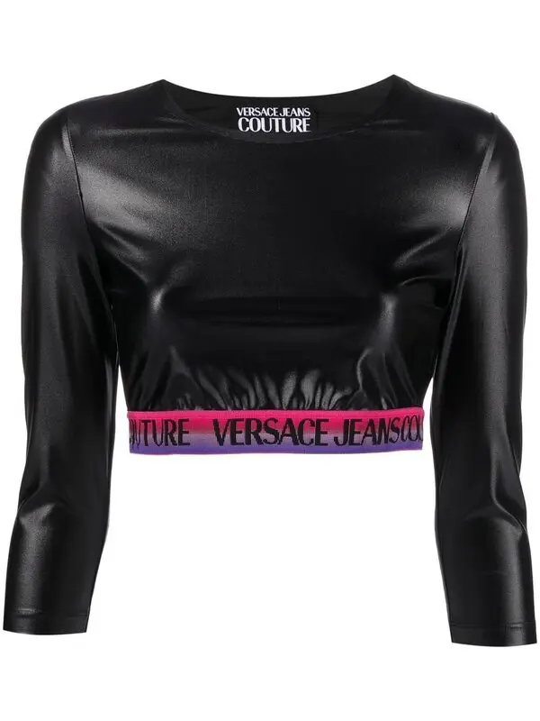 Versace Logo Cropped Top - Black