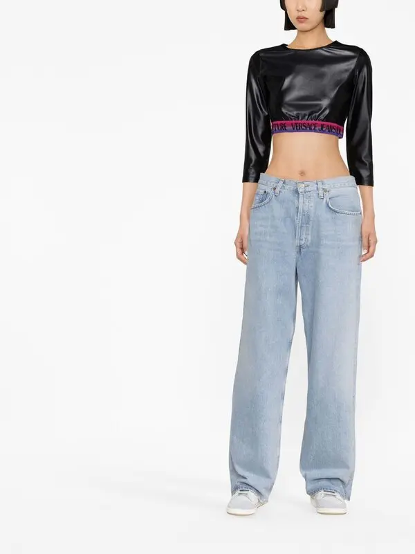Versace Logo Cropped Top - Black