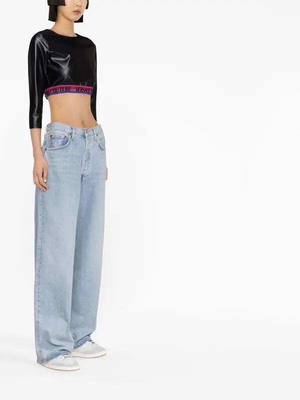 Versace Logo Cropped Top - Black