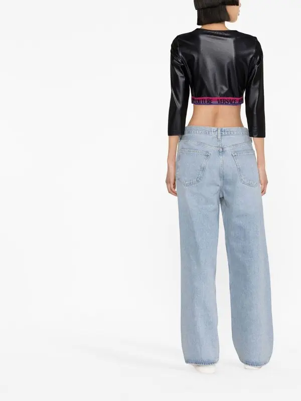 Versace Logo Cropped Top - Black
