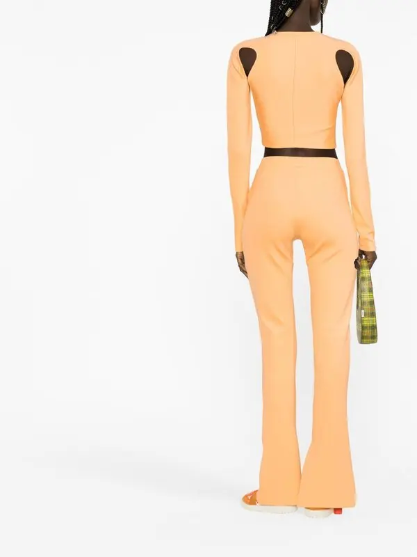 Off-White Cut-out Long-sleeve Top - Orange