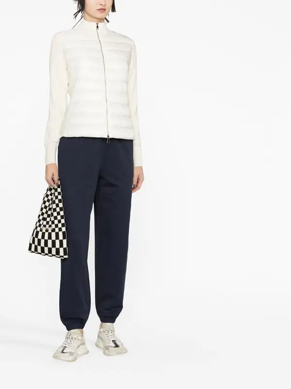 Moncler Quilted Knit-panel Zip-up Jacket - White