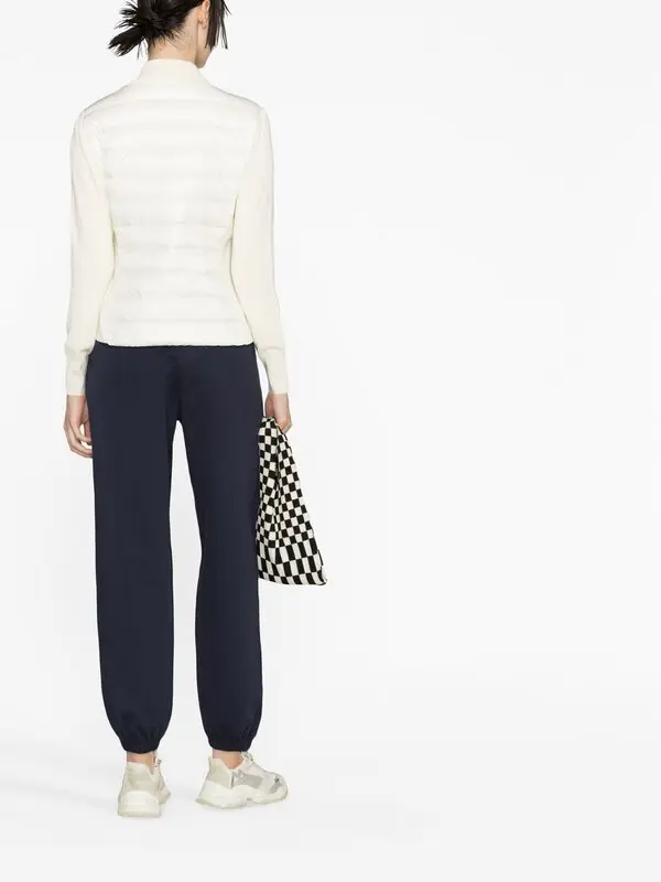 Moncler Quilted Knit-panel Zip-up Jacket - White