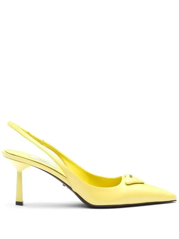 Prada Triangle Logo Slingback Pumps