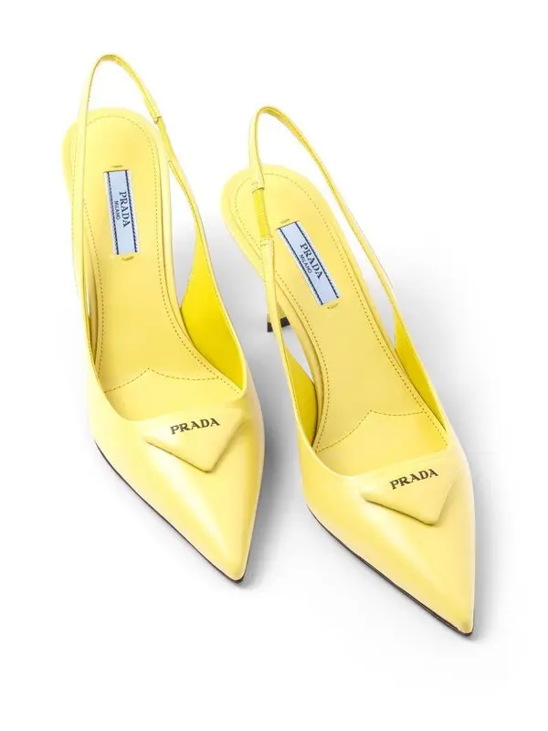 Prada Triangle Logo Slingback Pumps