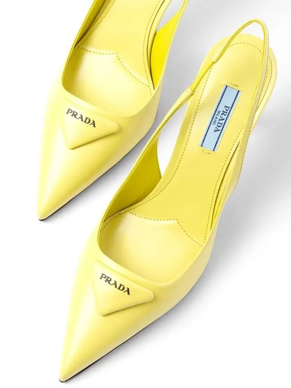 Prada Triangle Logo Slingback Pumps