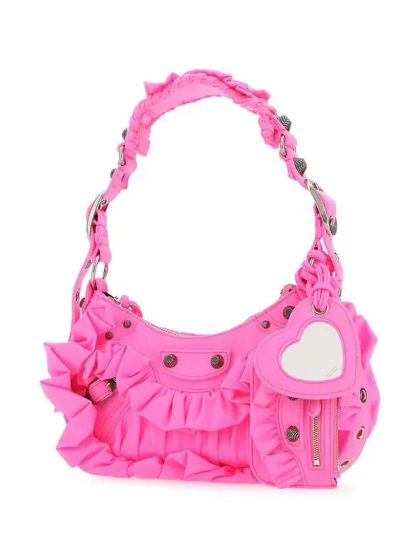 Balenciaga Le Cagole Ruffles Shoulder Bag - Pink