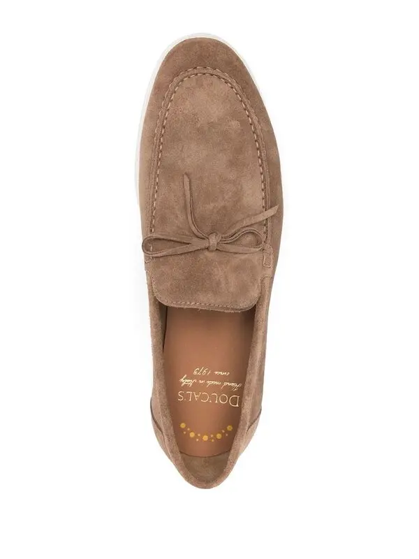 DOUCAL'S Lace-detailing Suede Loafers - Brown