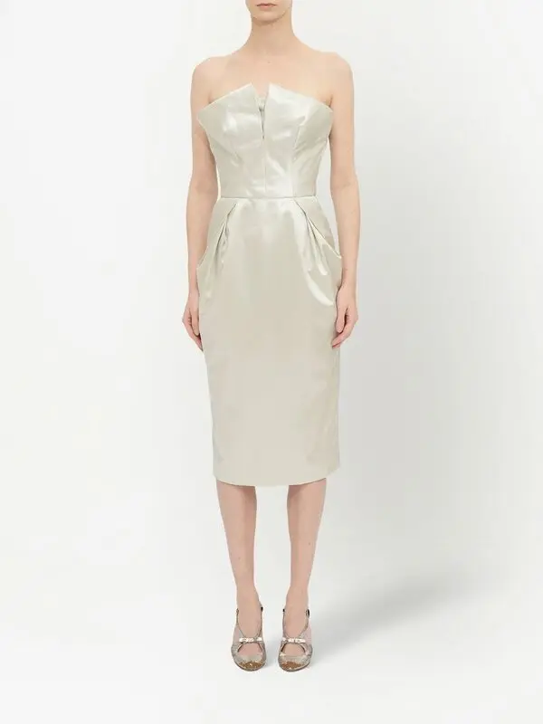 MAISON MARGIELA Cintzed Satin Midi Dress - Green