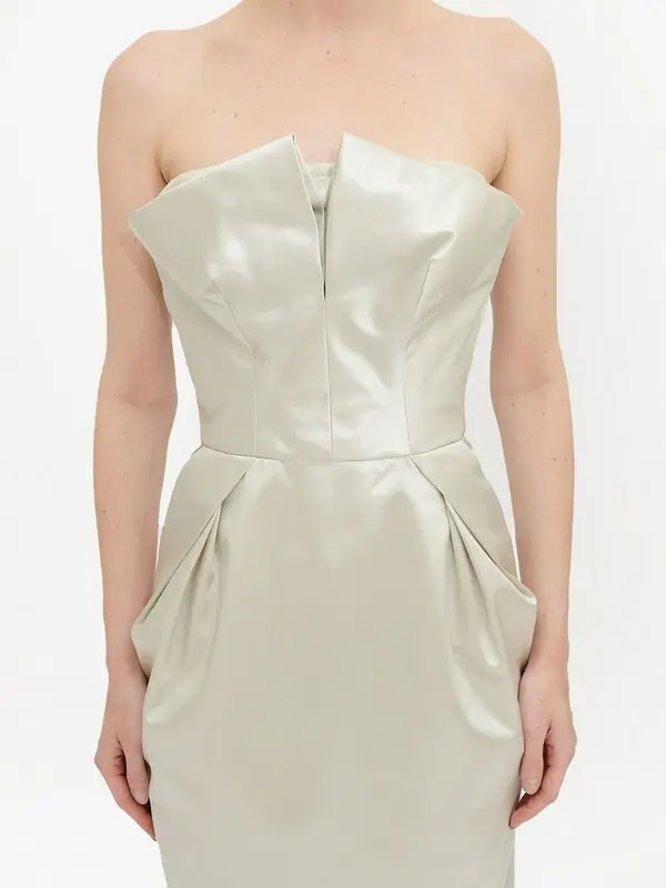 MAISON MARGIELA Cintzed Satin Midi Dress - Green