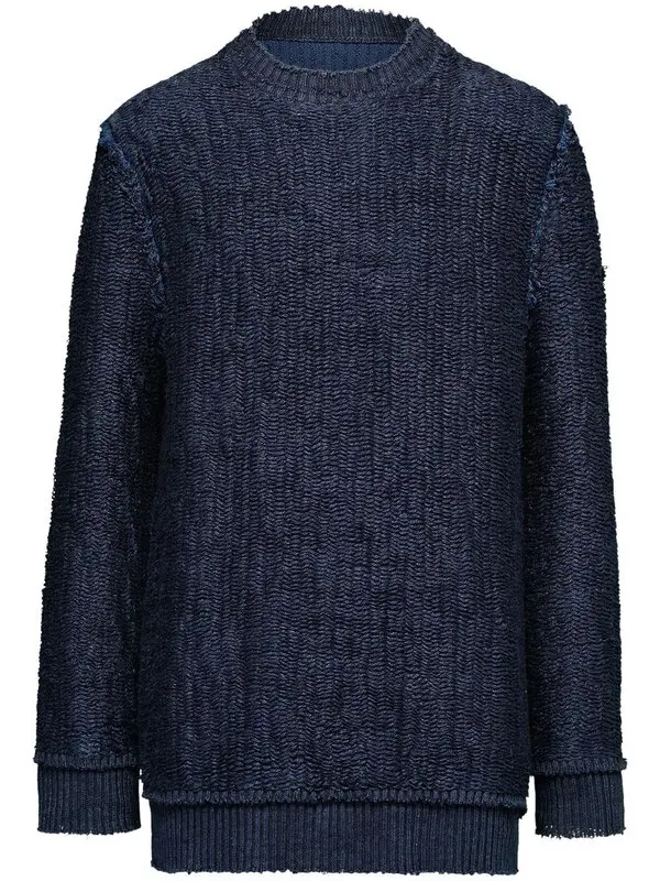MAISON MARGIELA Woven-knit Crew-neck Jumper - Blue