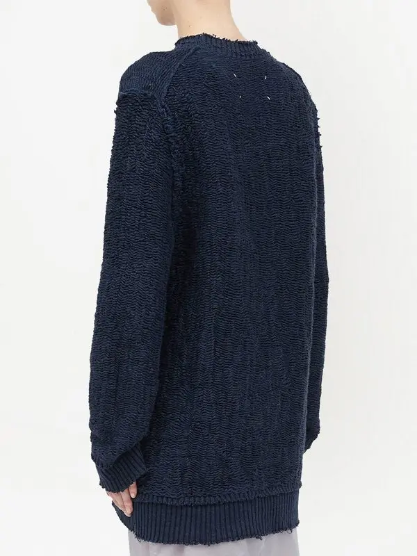 MAISON MARGIELA Woven-knit Crew-neck Jumper - Blue