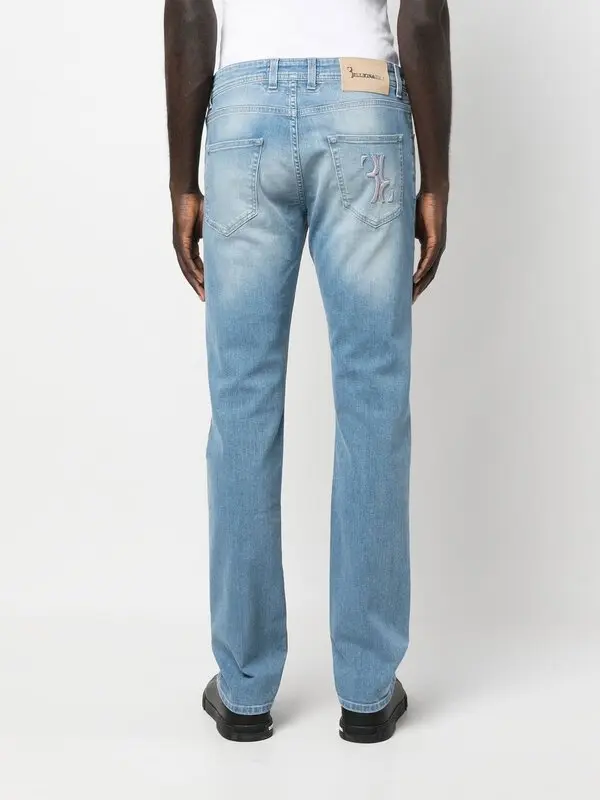 BILLIONAIRE Embroidered Straight-leg Jeans