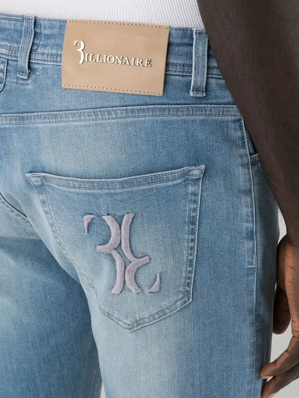 BILLIONAIRE Embroidered Straight-leg Jeans