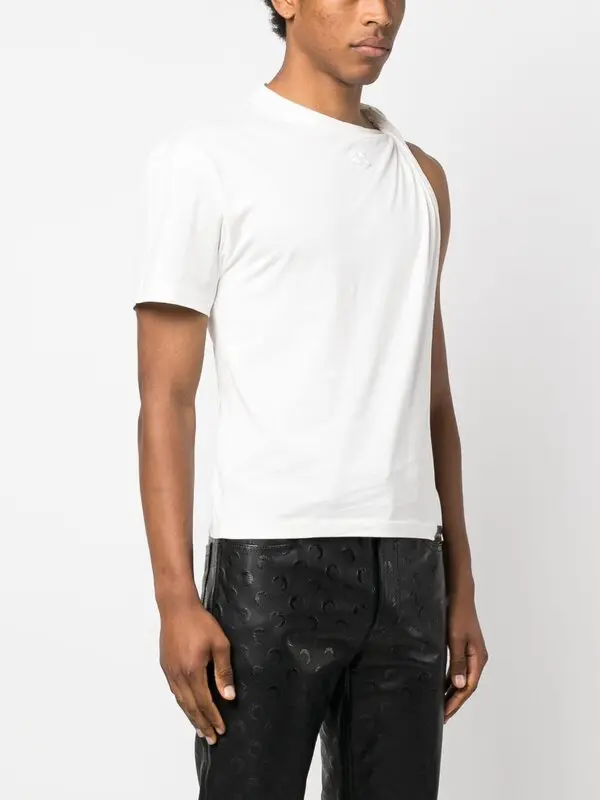 Courreges Asymmetric Twist Jersey T-Shirt - White | Editorialist