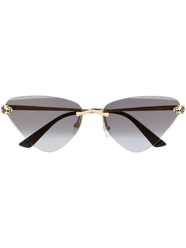 Cartier Panther-plaque Cat-eye Sunglasses - Black