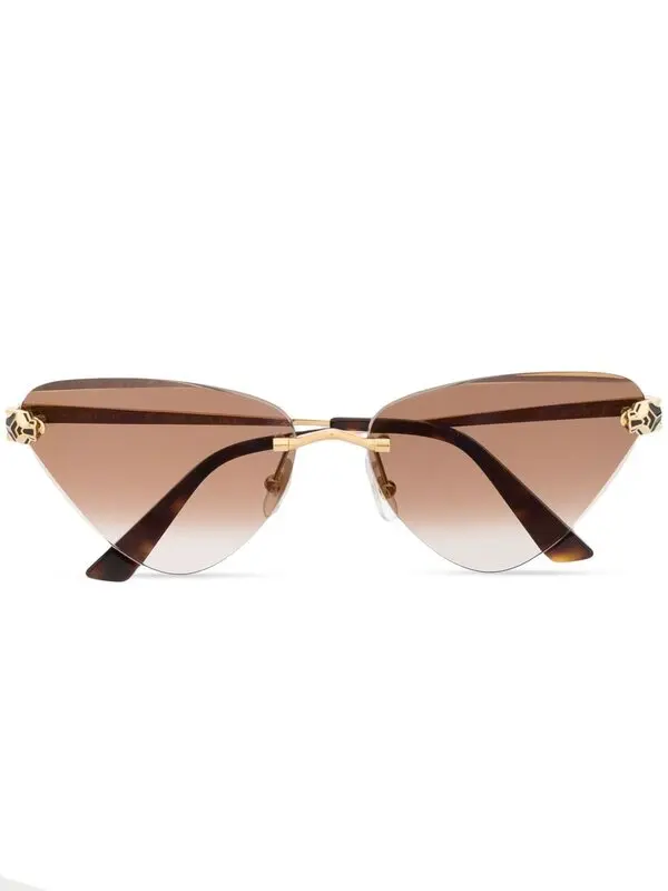 CARTIER Panther-plaque Cat-eye Sunglasses - Brown