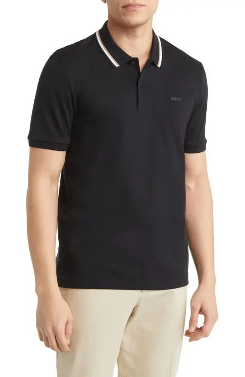BOSS Penrose Tipped Polo - Blk