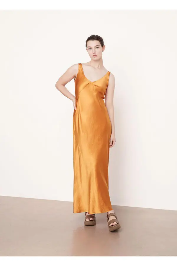 chinese dress ladies Vince Womens V-Neck Maxi Slip Dress, Jade Lake, XX-Small at Amazon Women's  Clothing store main image 1