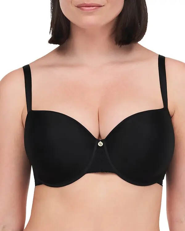 Chantelle Lucie Lace Demi Memory Foam T-shirt Bra - Black