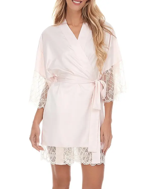 Flora Nikrooz Gabby Satin Kimono Robe - Pink