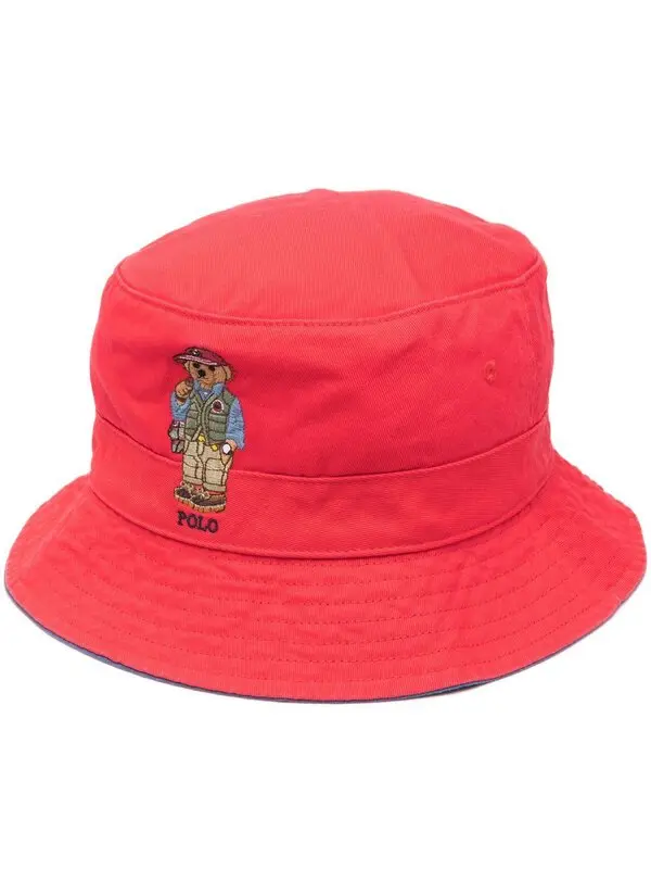 Ralph Lauren Polo Bear Cotton Bucket Hat - Red