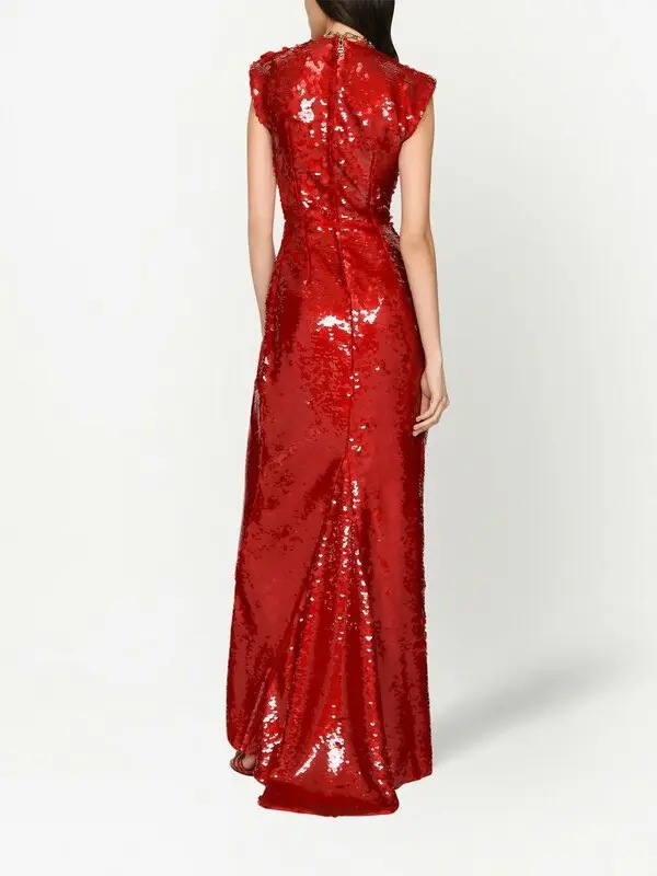 Dolce & Gabbana Sequin-embellished Draped Gown - Red