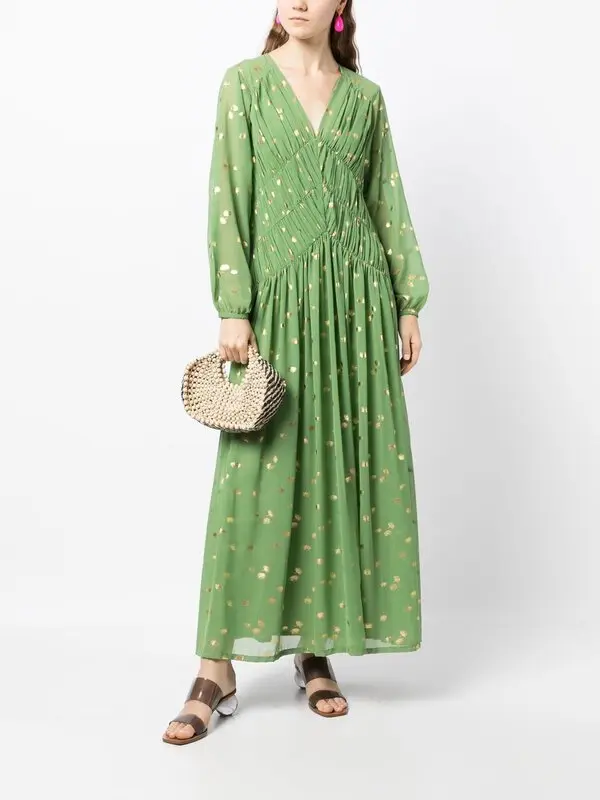 BAMBAH Polka Dot-print V-neck Kaftan - Green