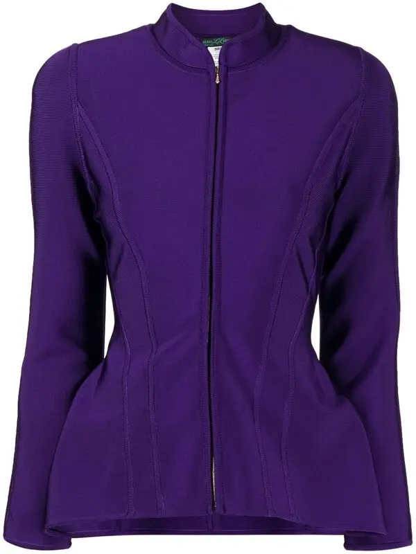 HERVE L. LEROUX Peplum-hem Jacket - Purple