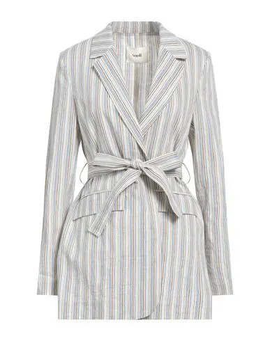 SUOLI Striped Blazer With Belt - Beige