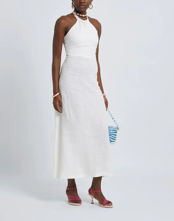 8 By Yoox Linen Halter Maxi Dress In White - 51% Off | Editorialist