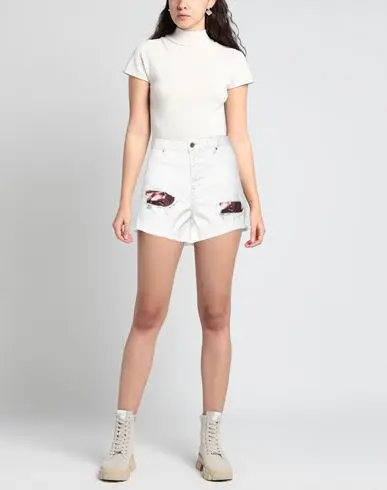 Just Cavalli Denim Shorts With Leather Trim