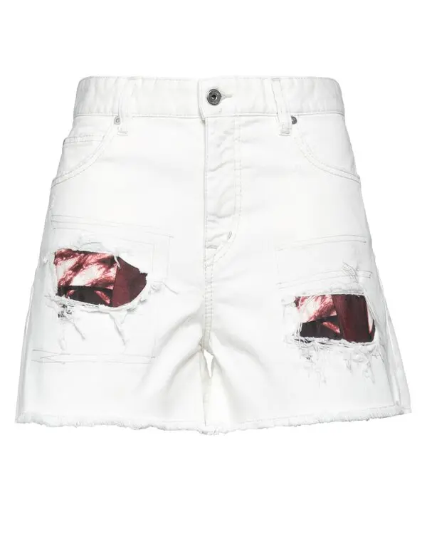 Just Cavalli Denim Shorts With Leather Trim