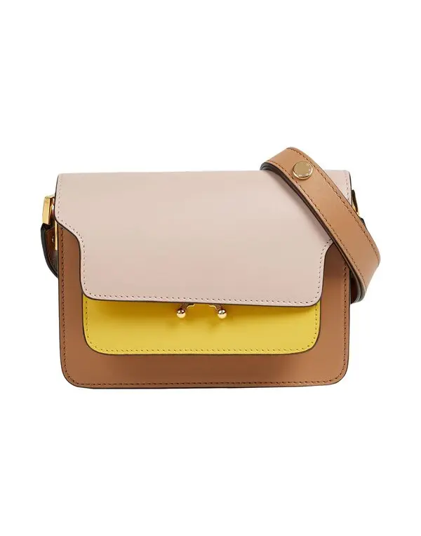 Marni Cross-body Bag In Light Calfskin With Brass Hardware - Pink