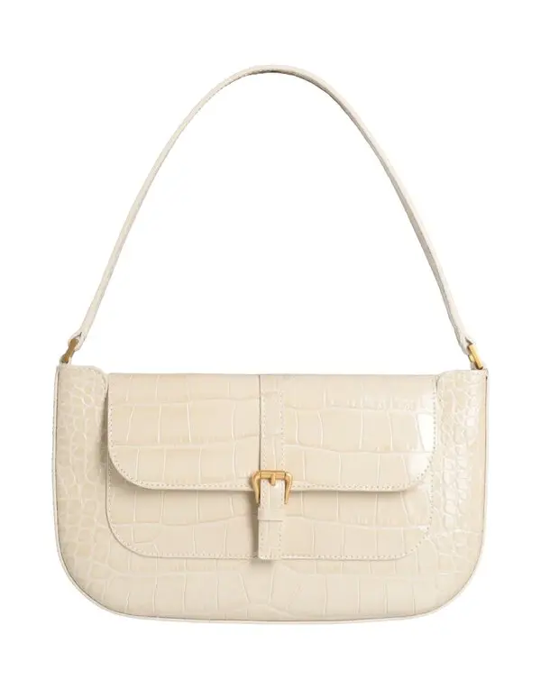 By Far Baguette Bag In Cow Leather With Crocodile Print - Beige