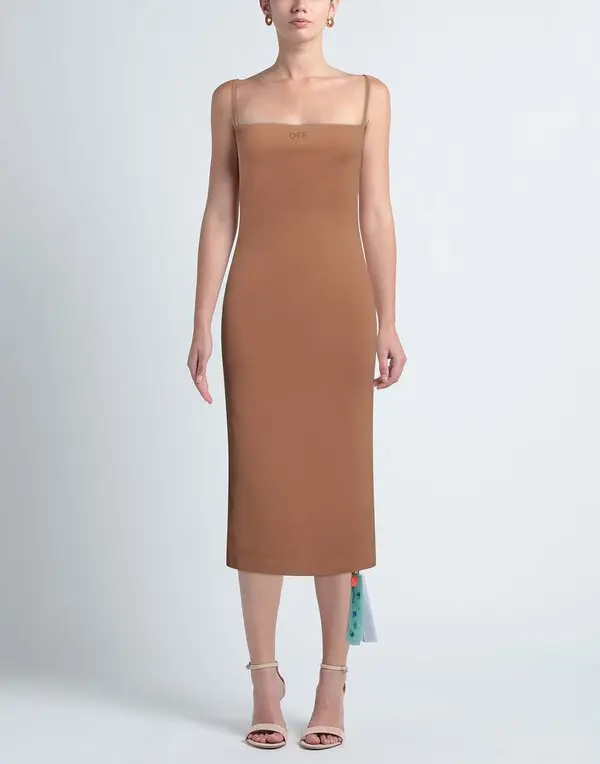 Off-White Midi Pencil Dress In Beige - 71% Off | Editorialist