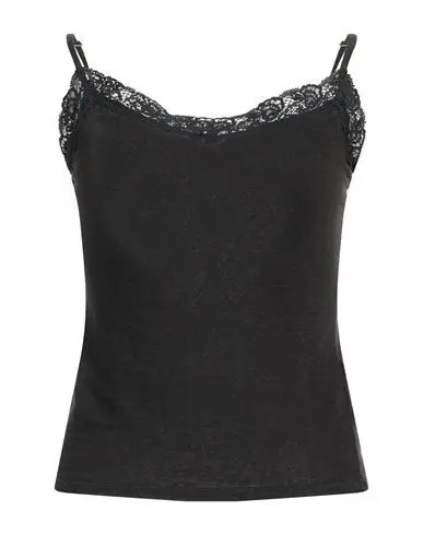 120% Lino Lace-trimmed Linen Tank Top - Black